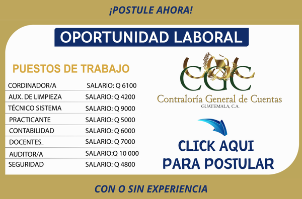 Contraloría General de Cuentas lanza nuevos puestos disponibles